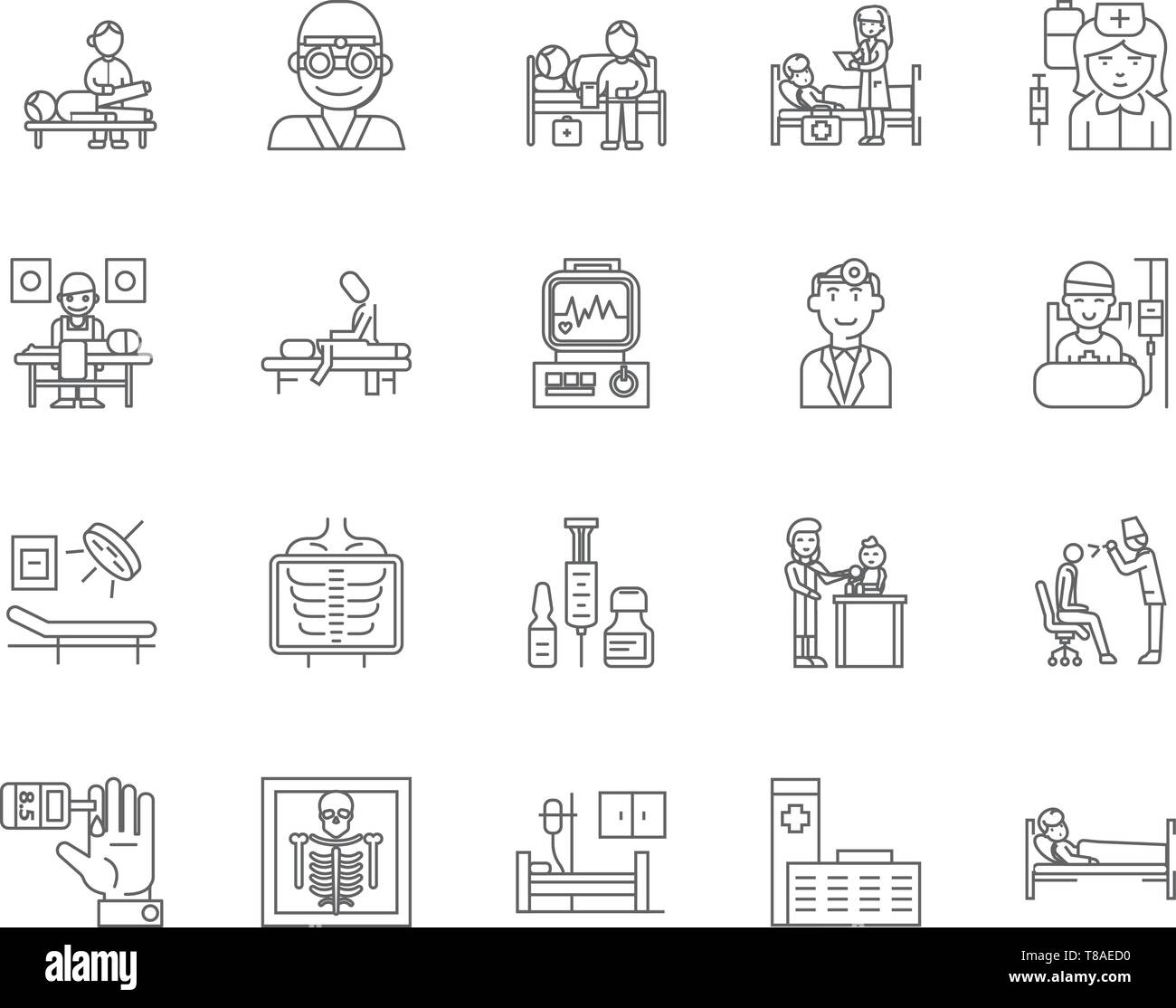 Clinics line icons, signs, vector set, outline illustration concept ...