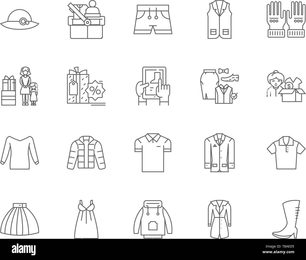 Clothes shop line icons, signs, vector set, outline illustration ...