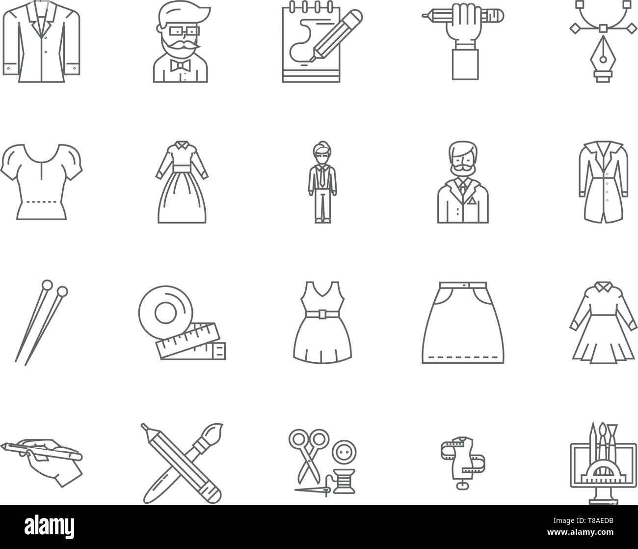 Clothing designer line icons, signs, vector set, outline illustration ...