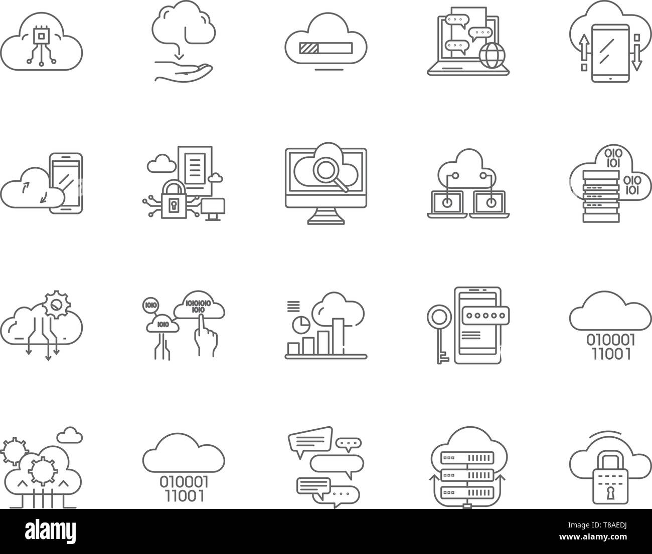 Cloud computing line icons, signs, vector set, outline illustration ... Cloud computing line icons, signs, vector set, outline illustration ...