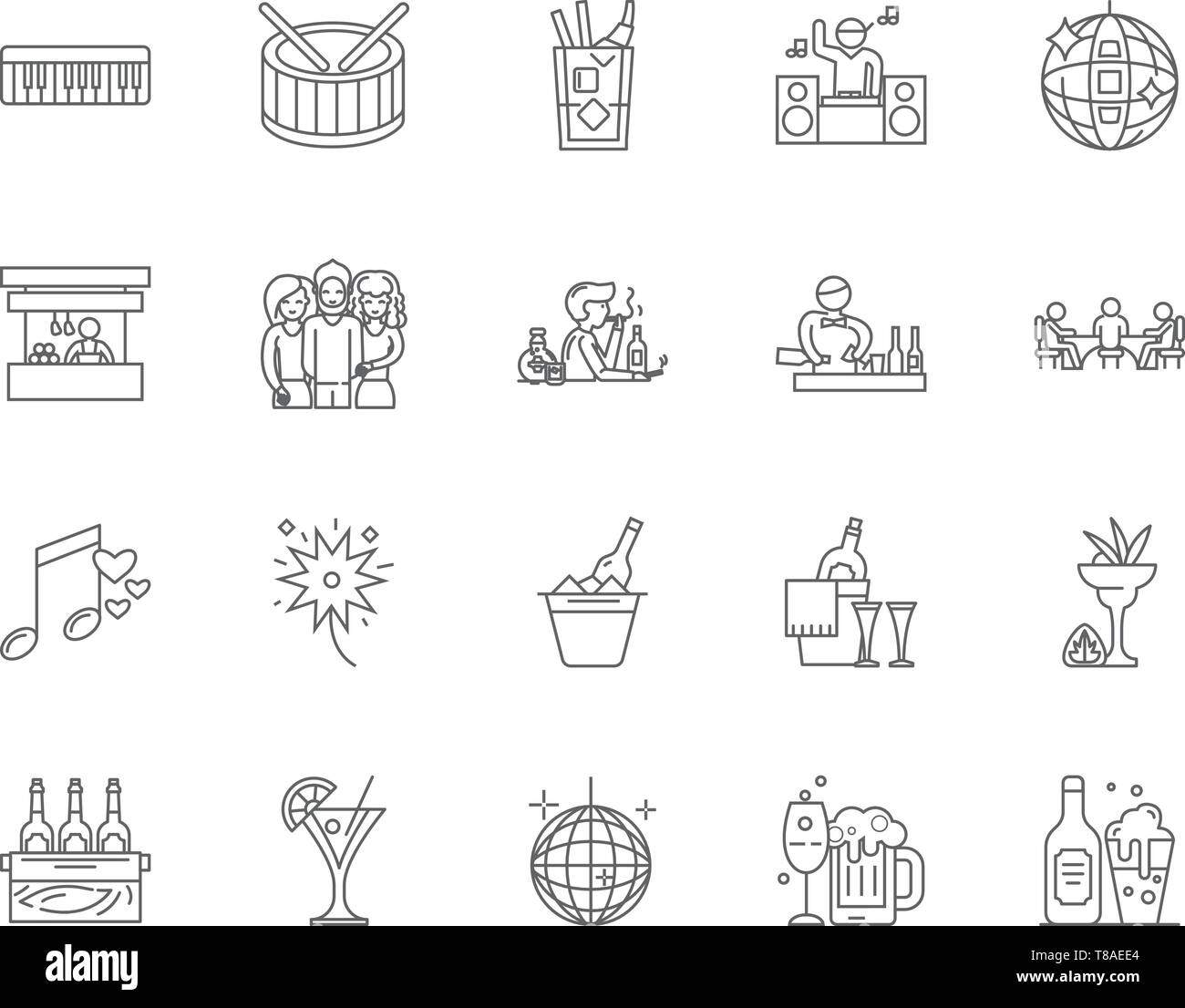 Club line icons, signs, vector set, outline illustration concept Stock ...