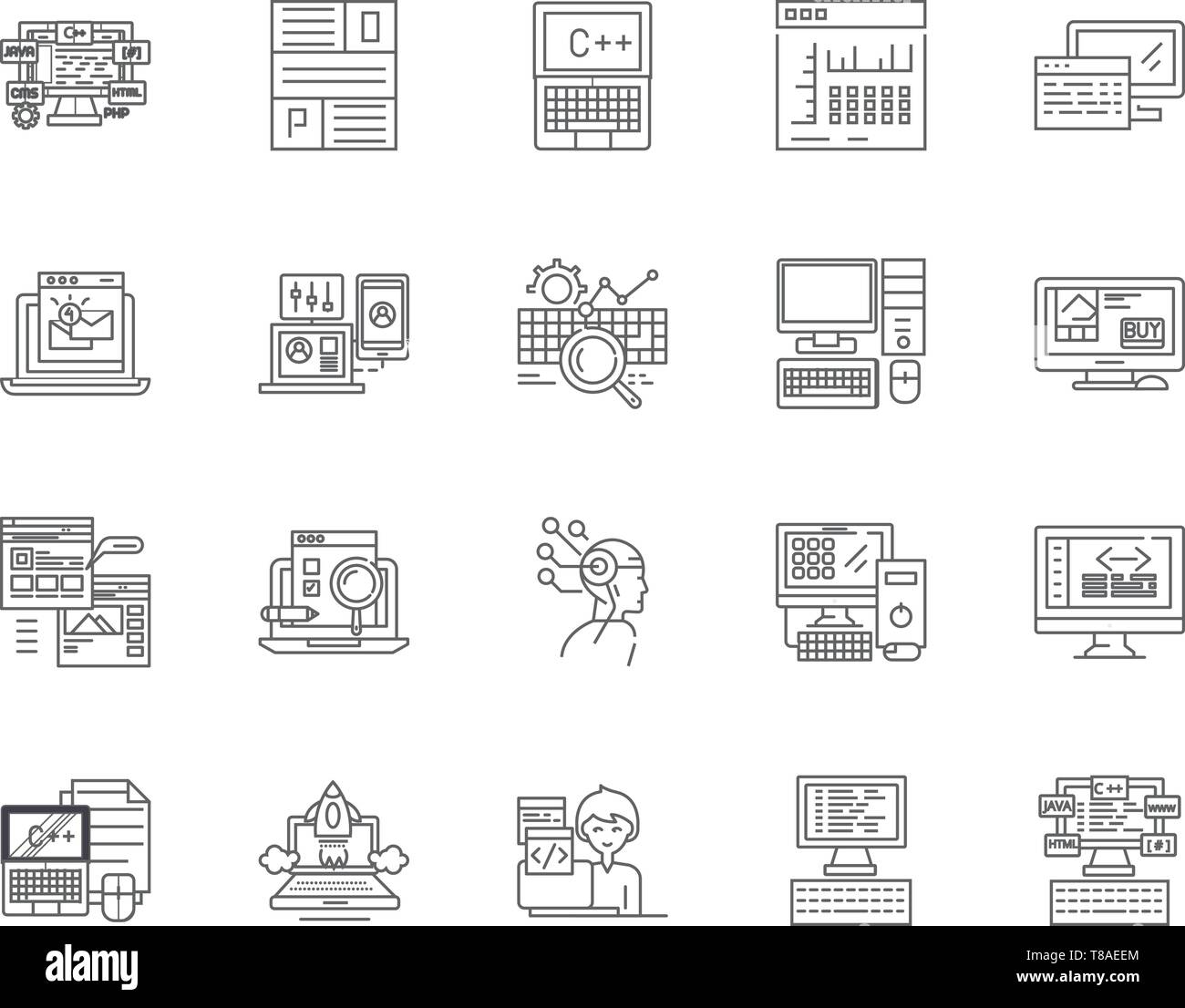 Coding line icons, signs, vector set, outline illustration concept ... Coding line icons, signs, vector set, outline illustration concept ...