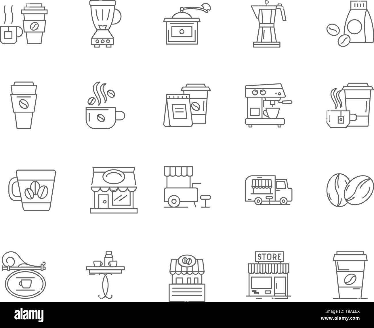 Coffee shop line icons, signs, vector set, outline illustration concept ...