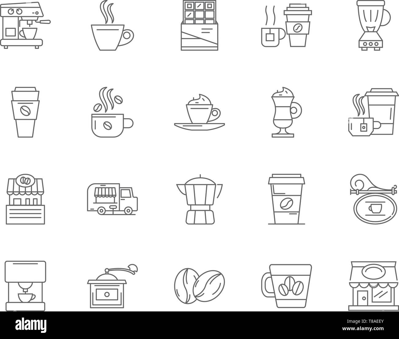 Coffee shops line icons, signs, vector set, outline illustration ...