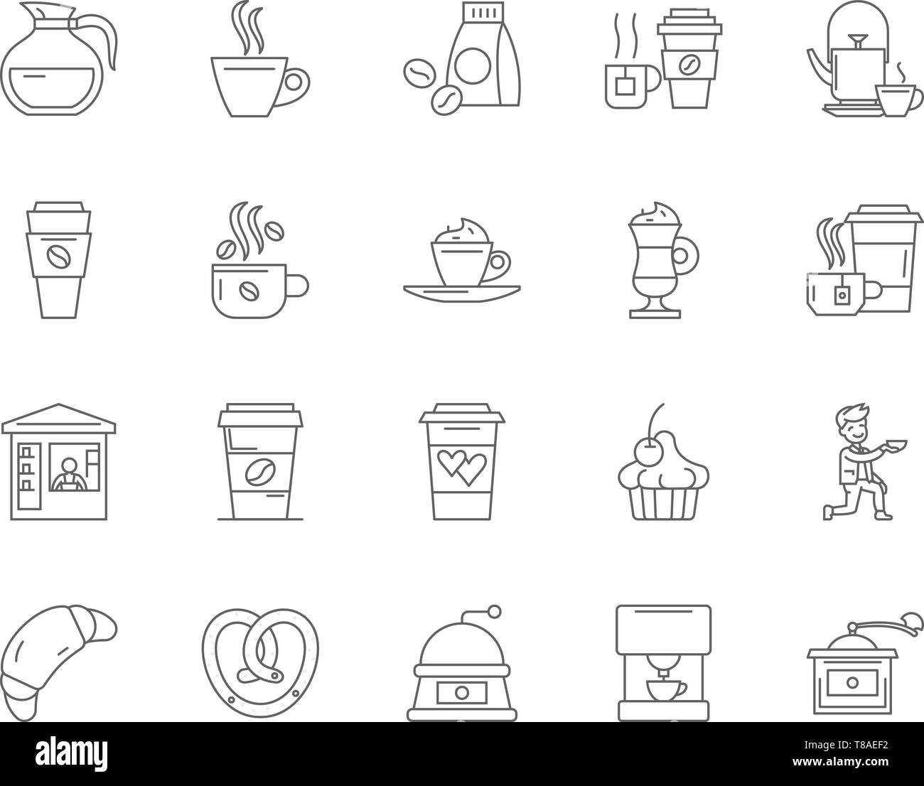 Coffee store line icons, signs, vector set, outline illustration ...