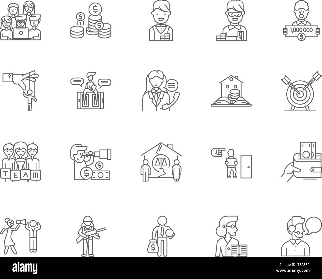 Collection agency line icons, signs, vector set, outline illustration ...
