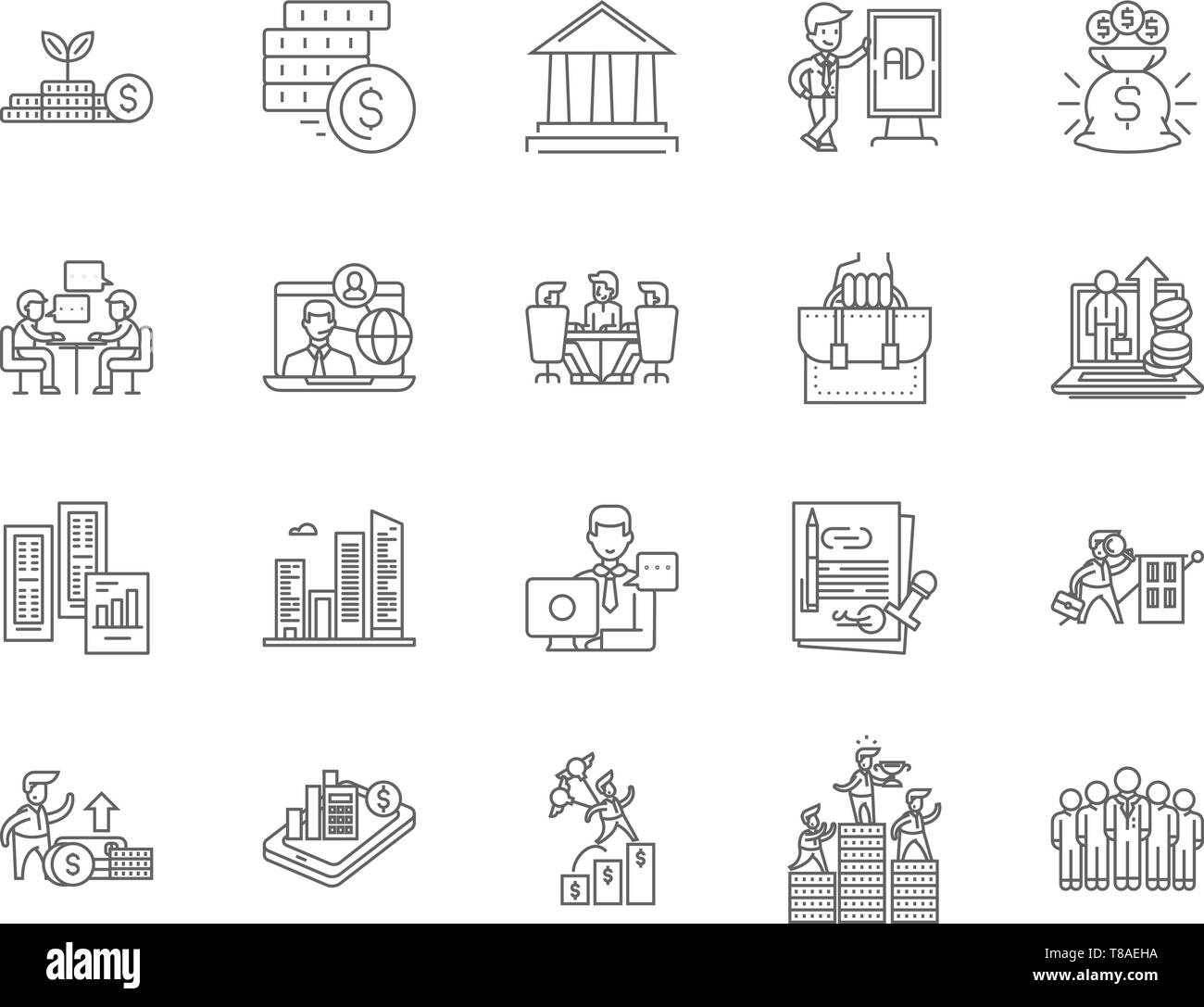 Commercial banking line icons, signs, vector set, outline illustration ...