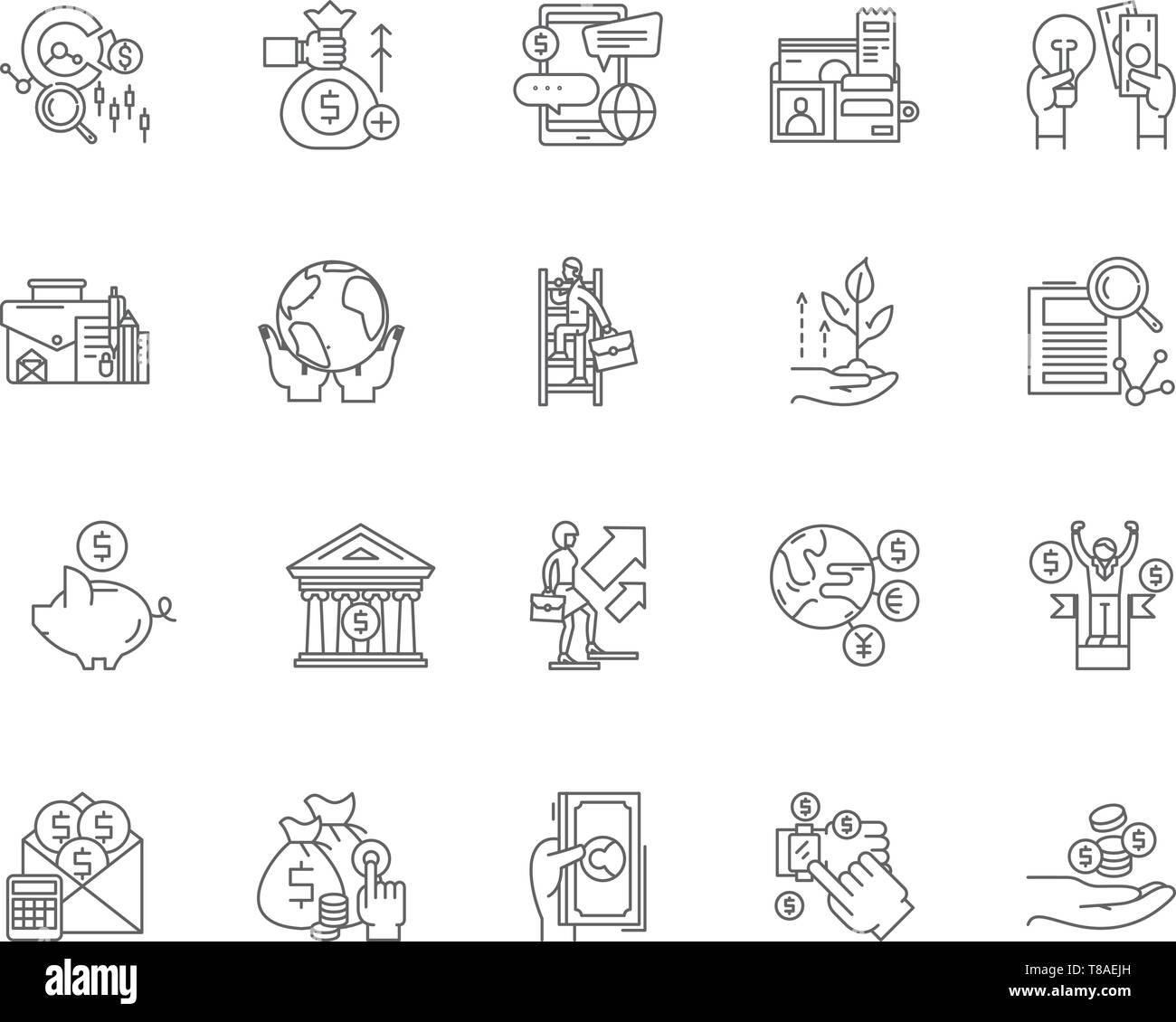 Commodity broker line icons, signs, vector set, outline illustration ...