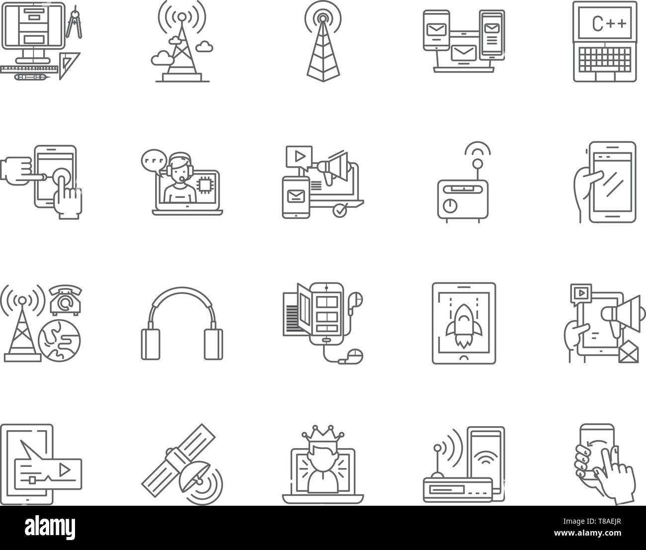 Communication services line icons, signs, vector set, outline ... Communication services line icons, signs, vector set, outline ...