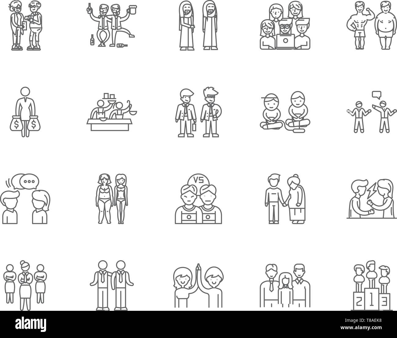 Comparison line icons, signs, vector set, outline illustration concept ...