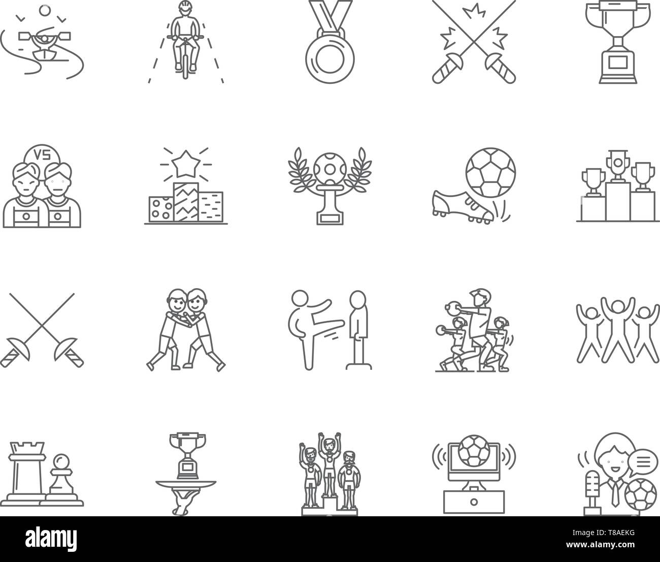 Competitions line icons, signs, vector set, outline illustration ...
