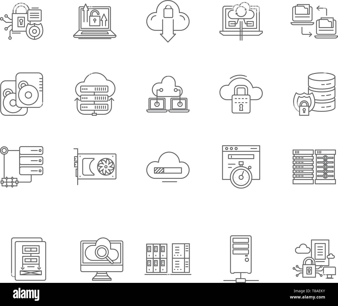 Computer backup service line icons, signs, vector set, outline illustration concept Stock Vector ...