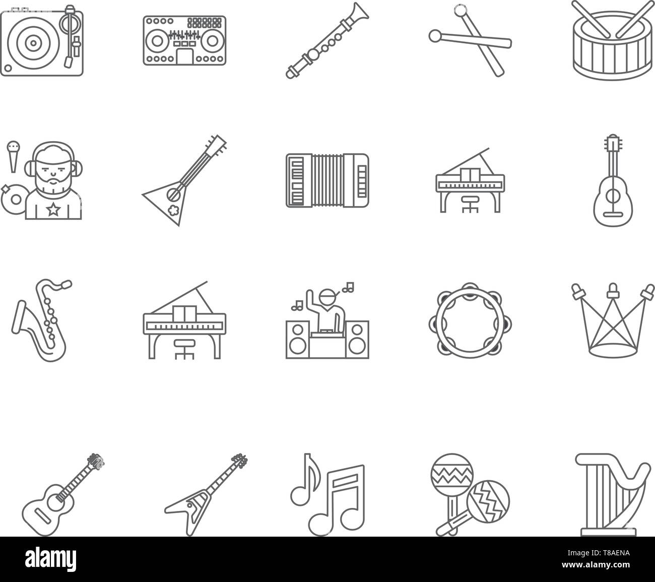 Concert line icons, signs, vector set, outline illustration concept ...