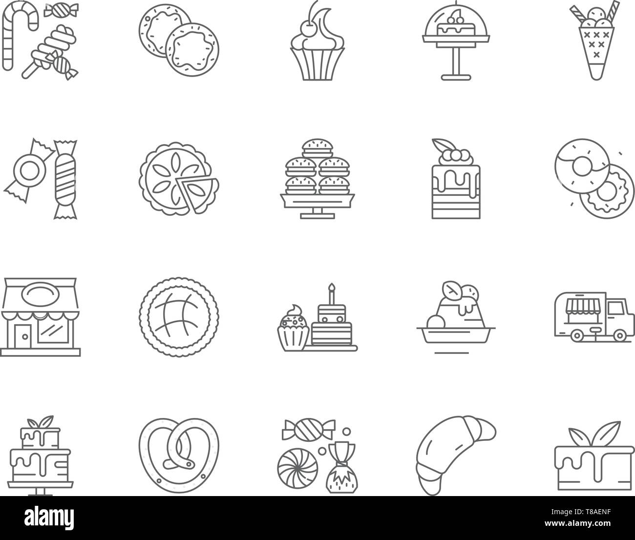 Confectionary products line icons, signs, vector set, outline ...