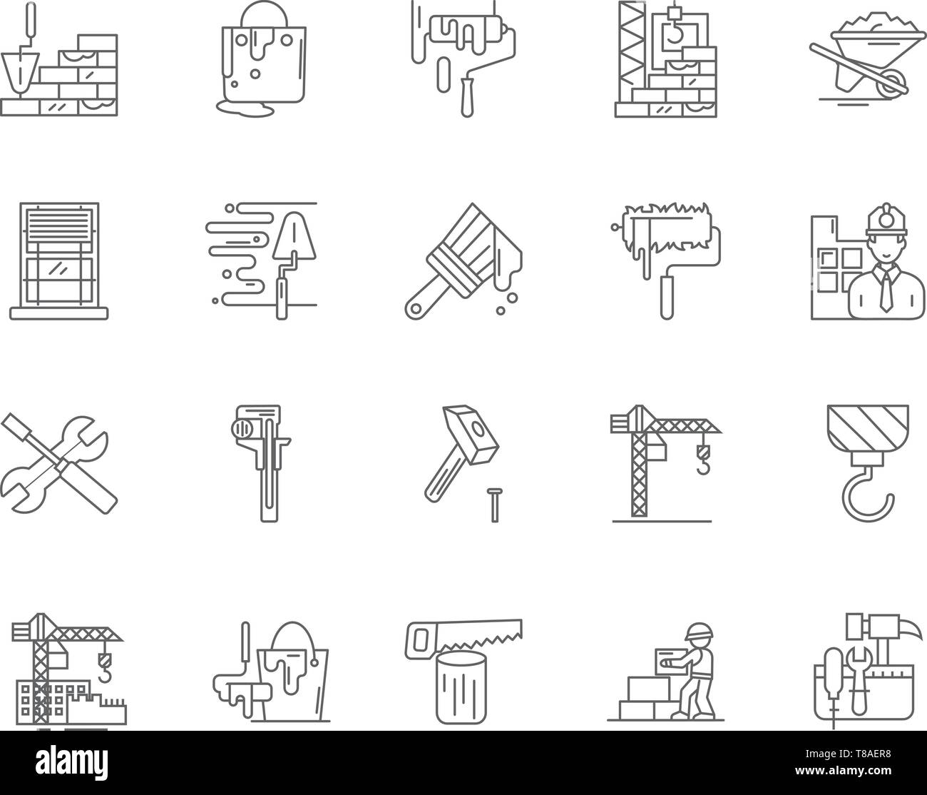 Construction material line icons, signs, vector set, outline ...
