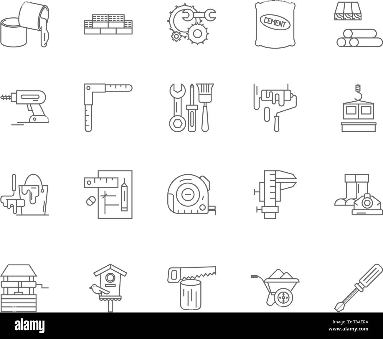 Construction products line icons, signs, vector set, outline ...