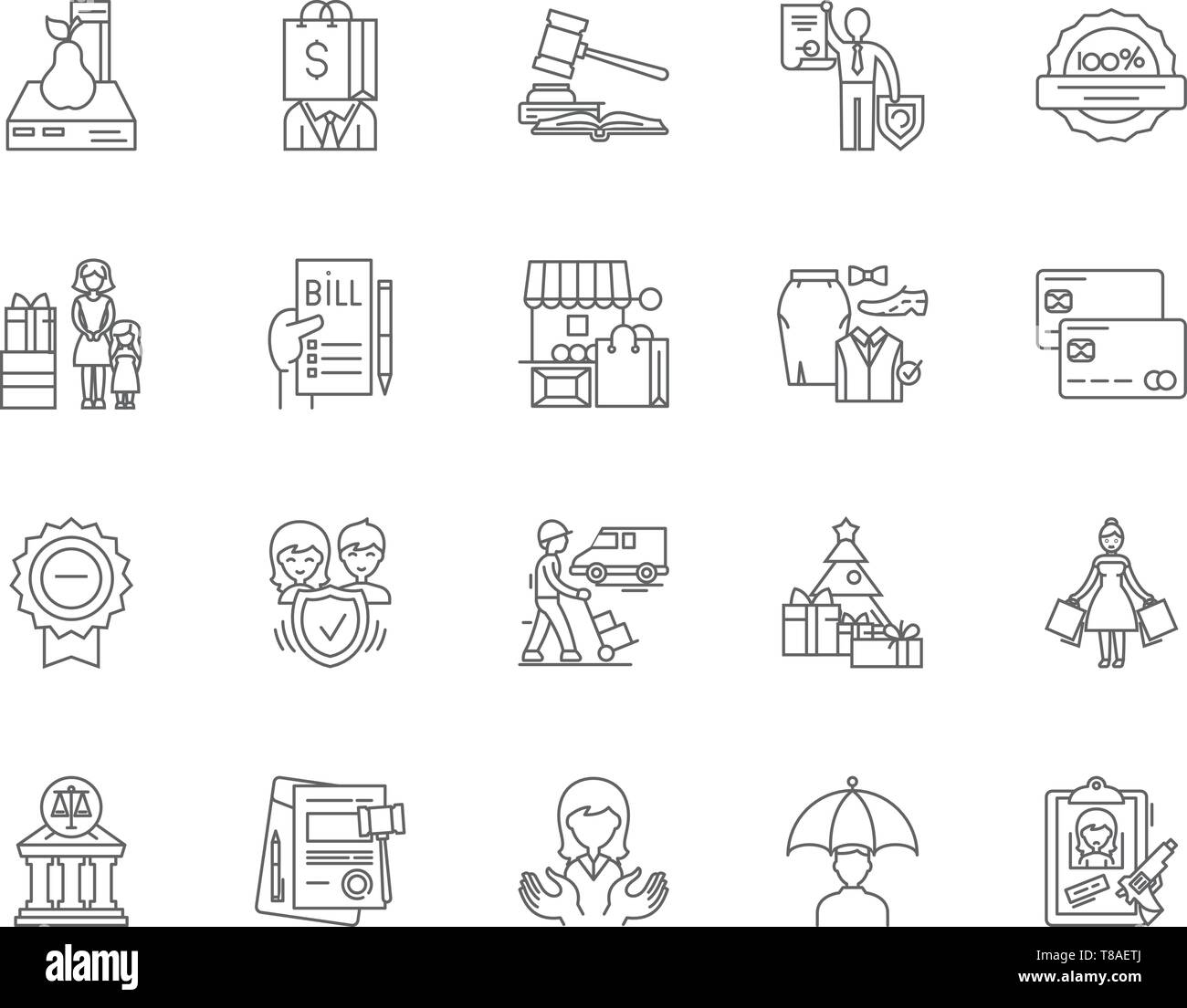 Consumer protection line icons, signs, vector set, outline illustration ...