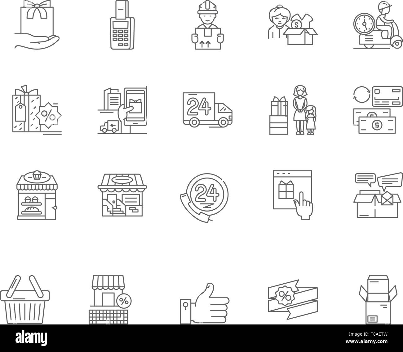 Consumer service line icons, signs, vector set, outline illustration ...