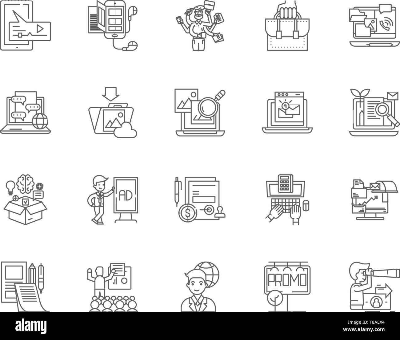 Content line icons, signs, vector set, outline illustration concept ...