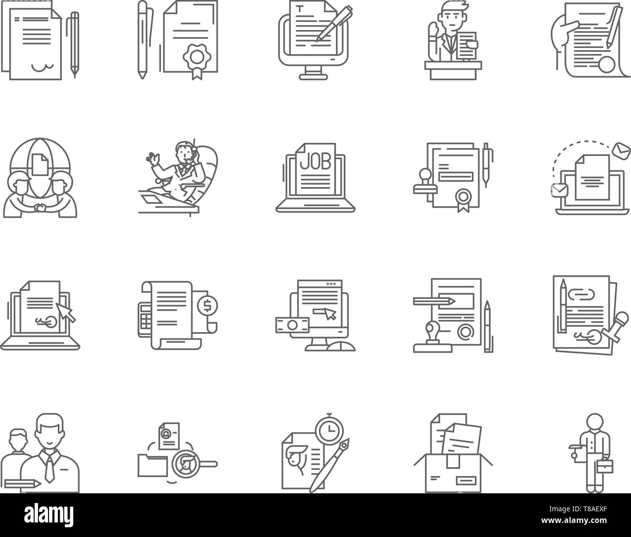Contract line icons, signs, vector set, outline illustration concept ...