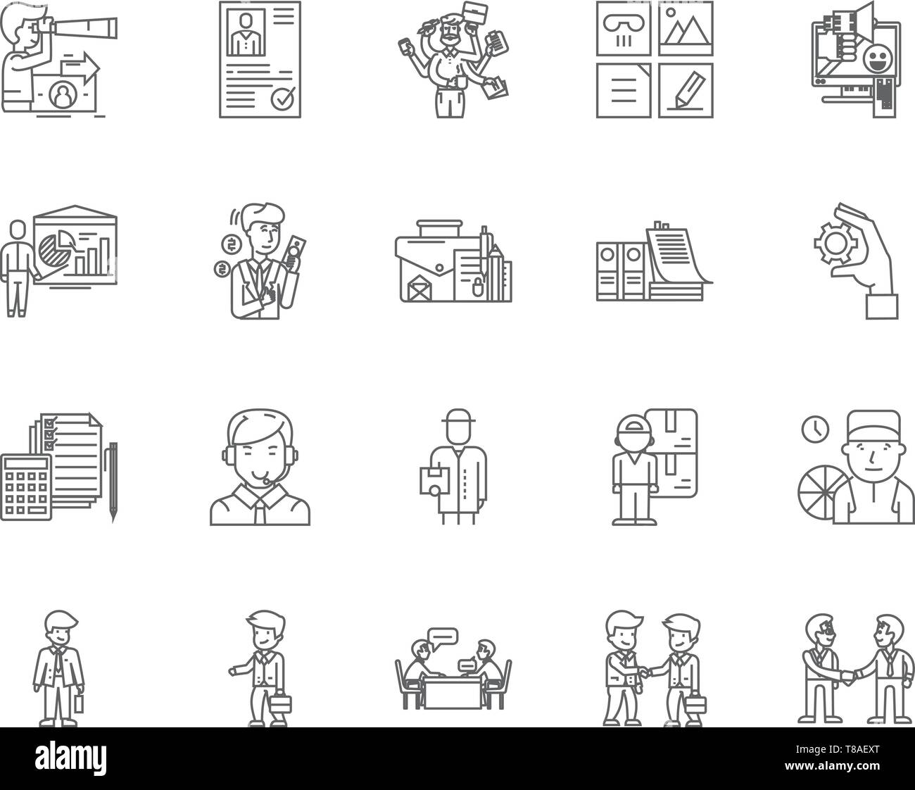 Contractors line icons, signs, vector set, outline illustration concept ...