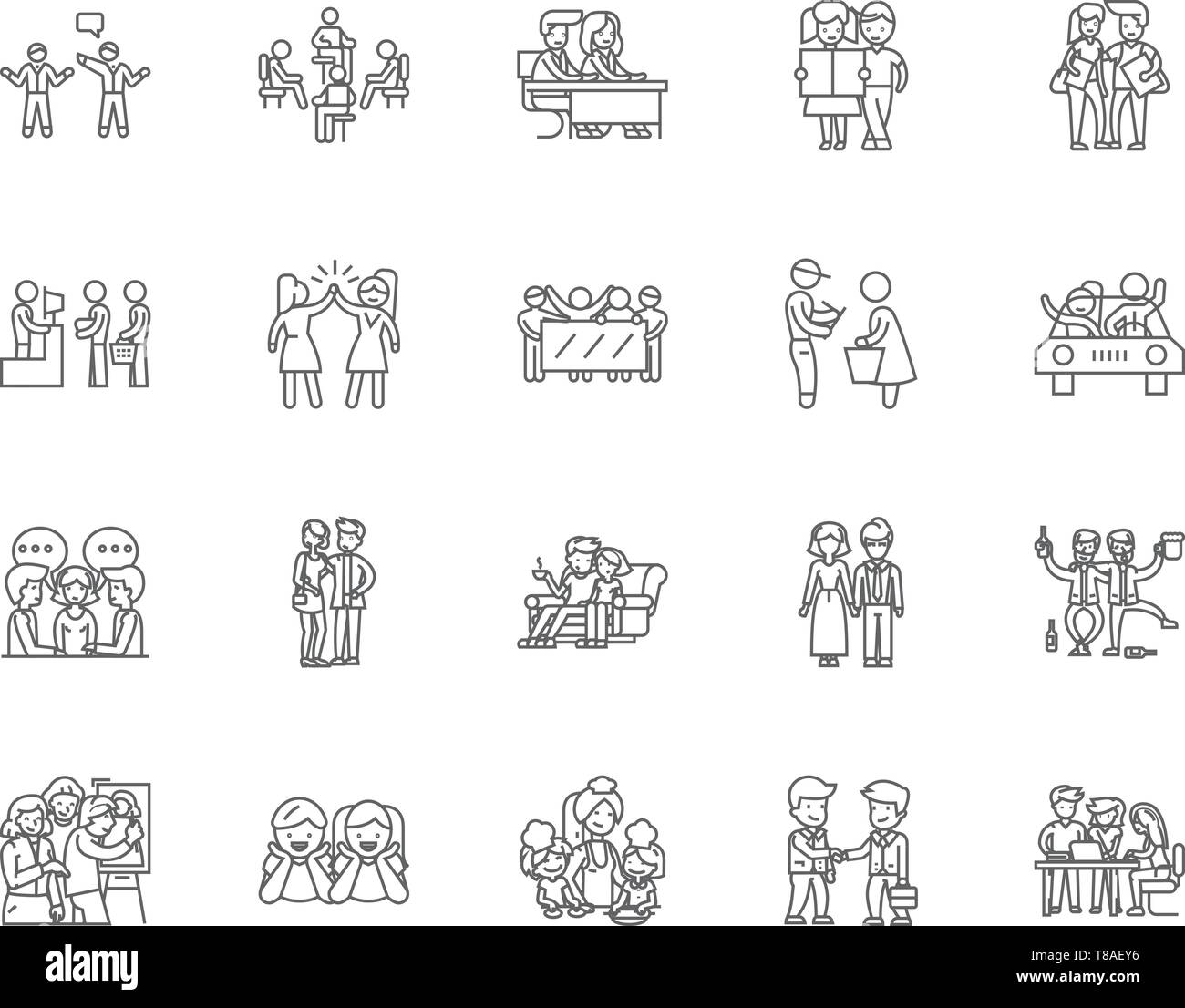 Conversation line icons, signs, vector set, outline illustration ...