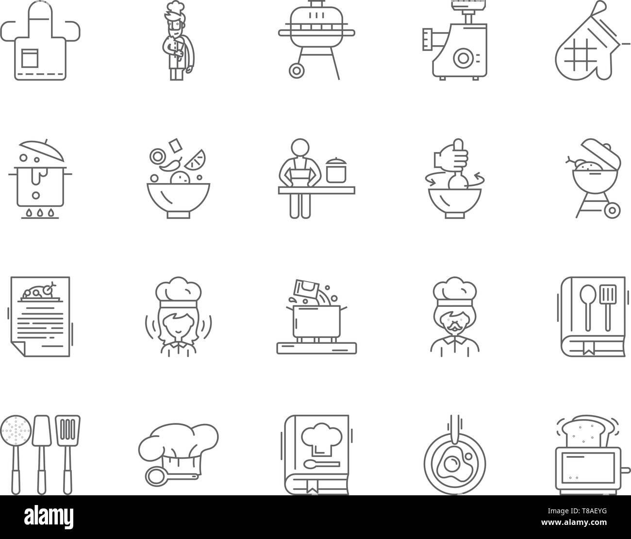 Cookery concept line icons, signs, vector set, outline illustration ...