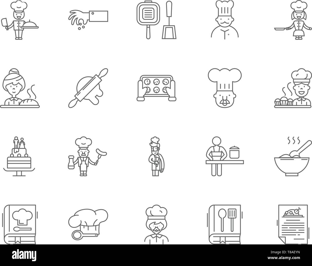 Cookery schools line icons, signs, vector set, outline illustration ...