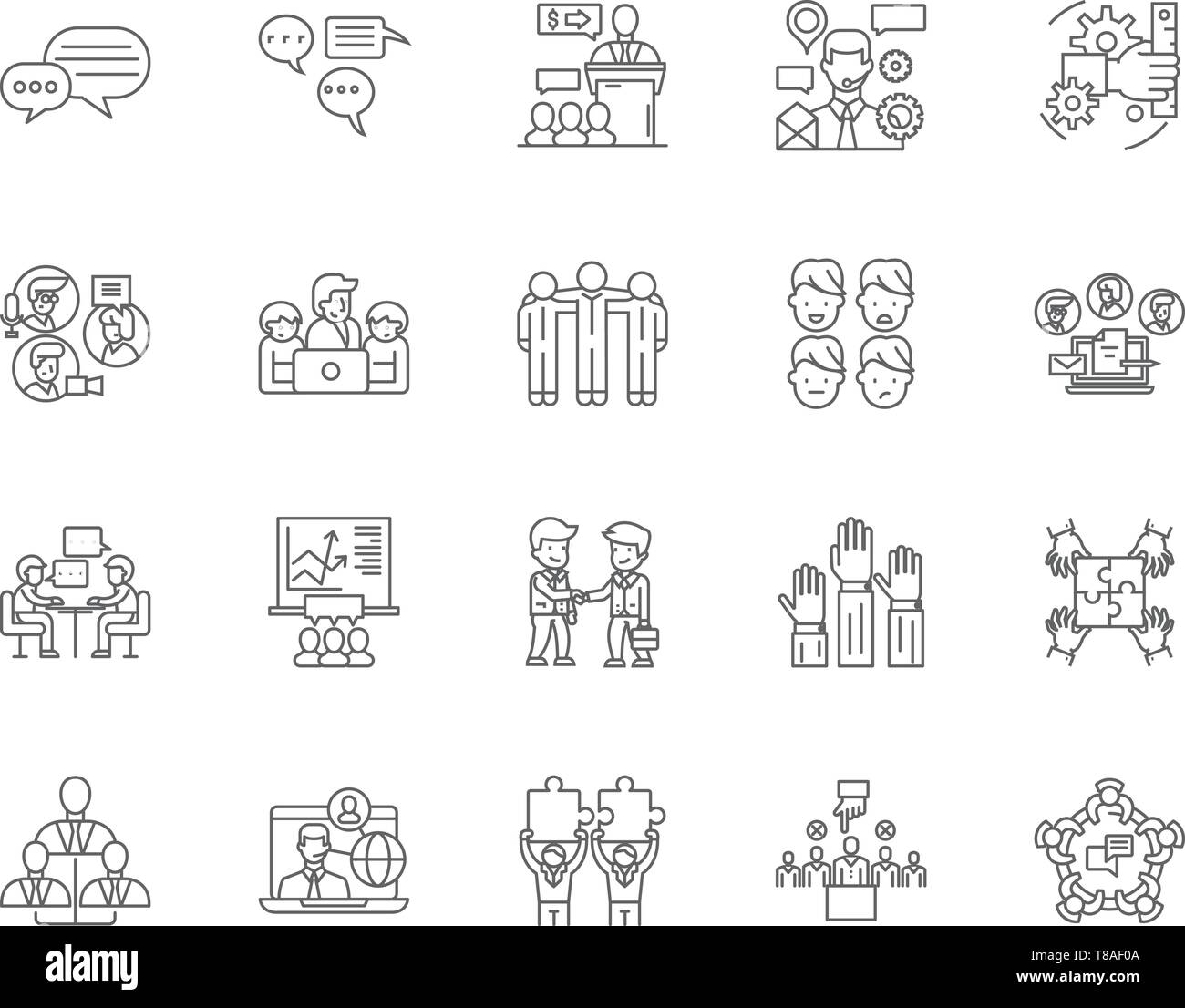 Cooperation line icons, signs, vector set, outline illustration concept ...