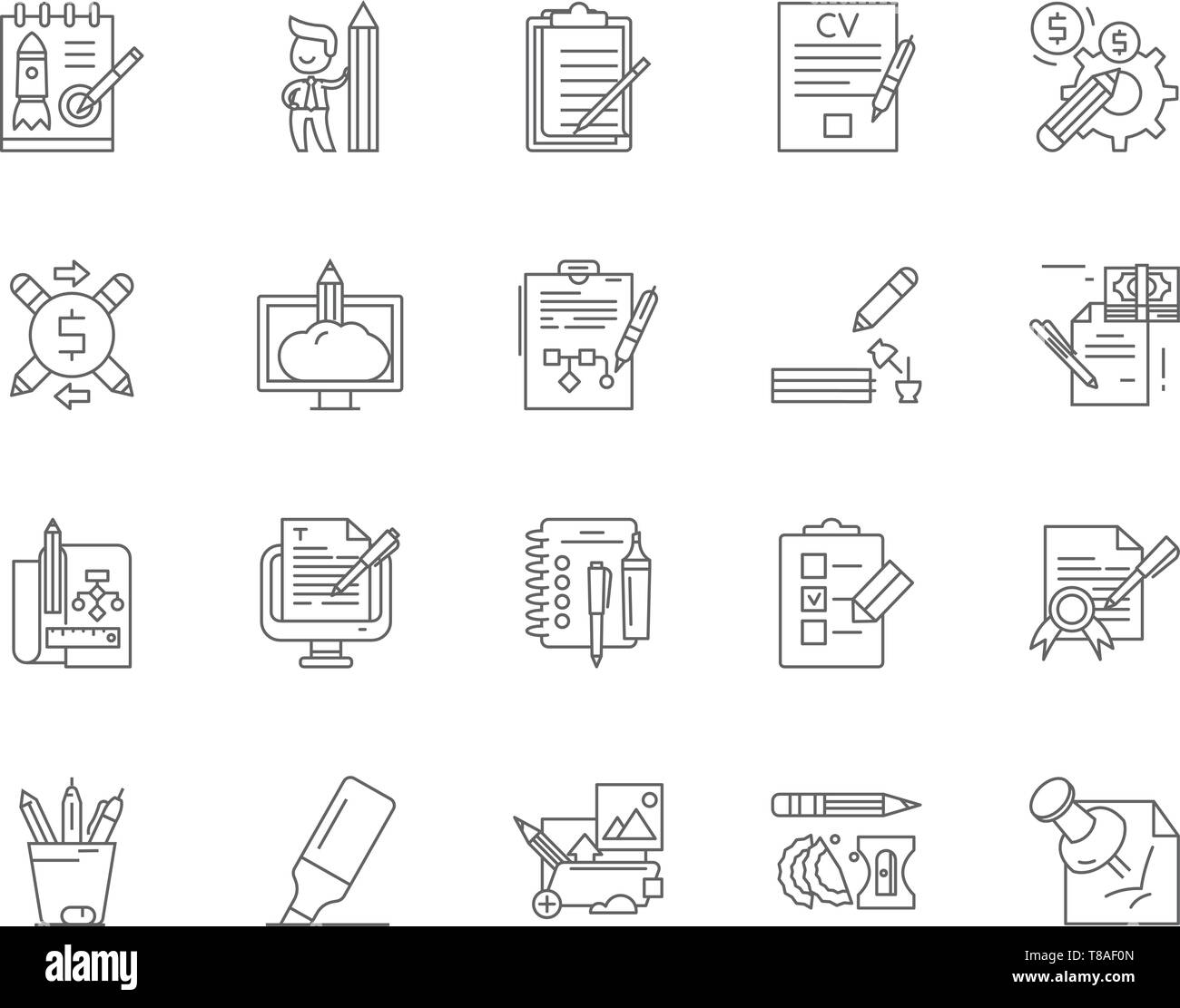 Copywriting line icons, signs, vector set, outline illustration concept ...