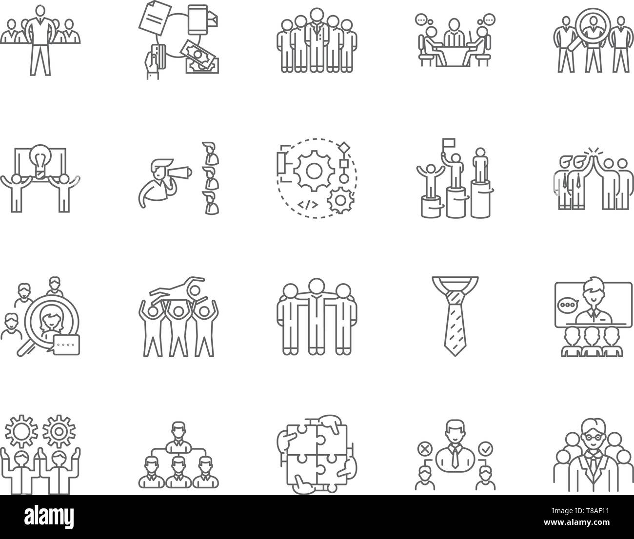 Corporate business line icons, signs, vector set, outline illustration ...