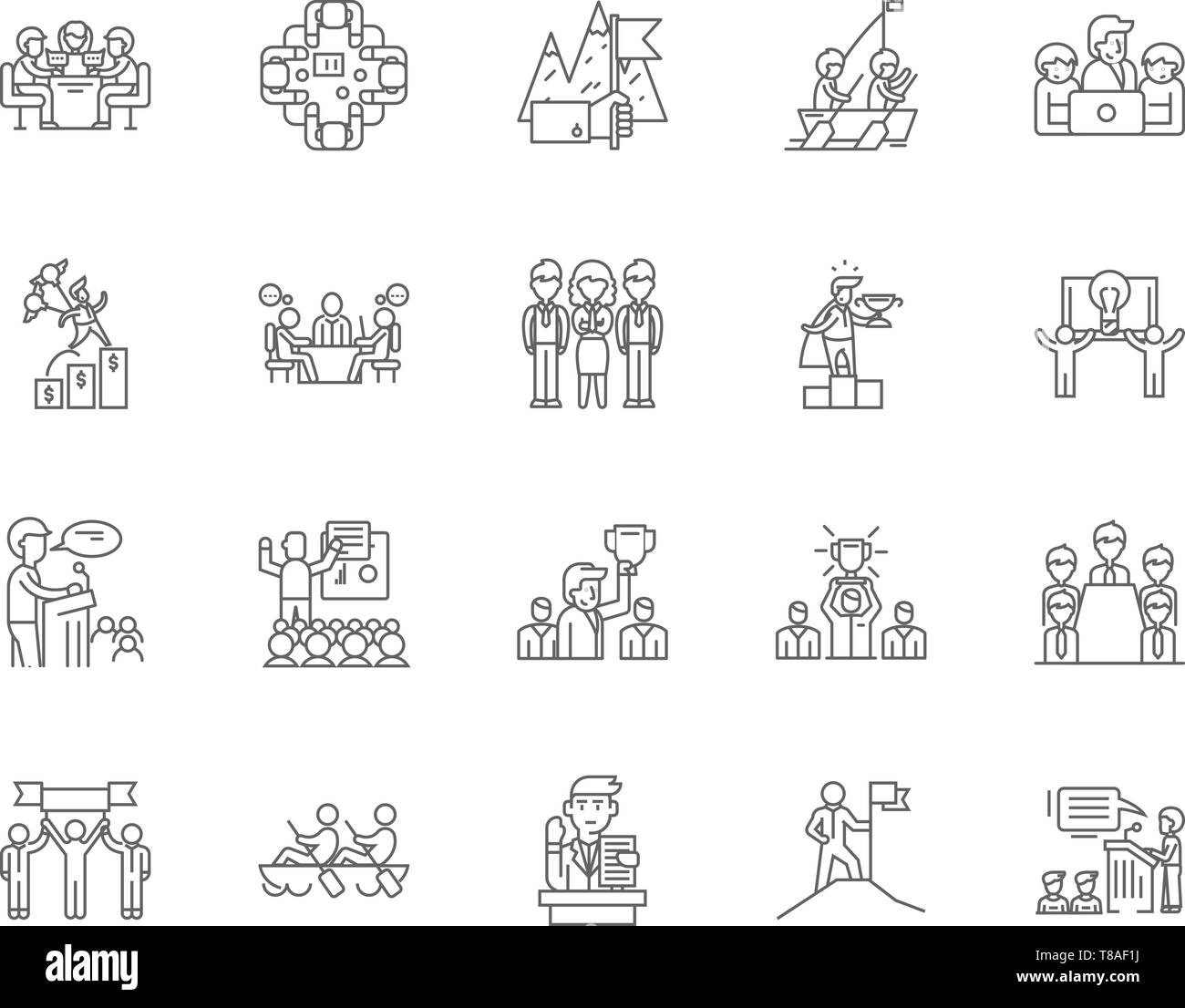 Corporate events line icons, signs, vector set, outline illustration ...