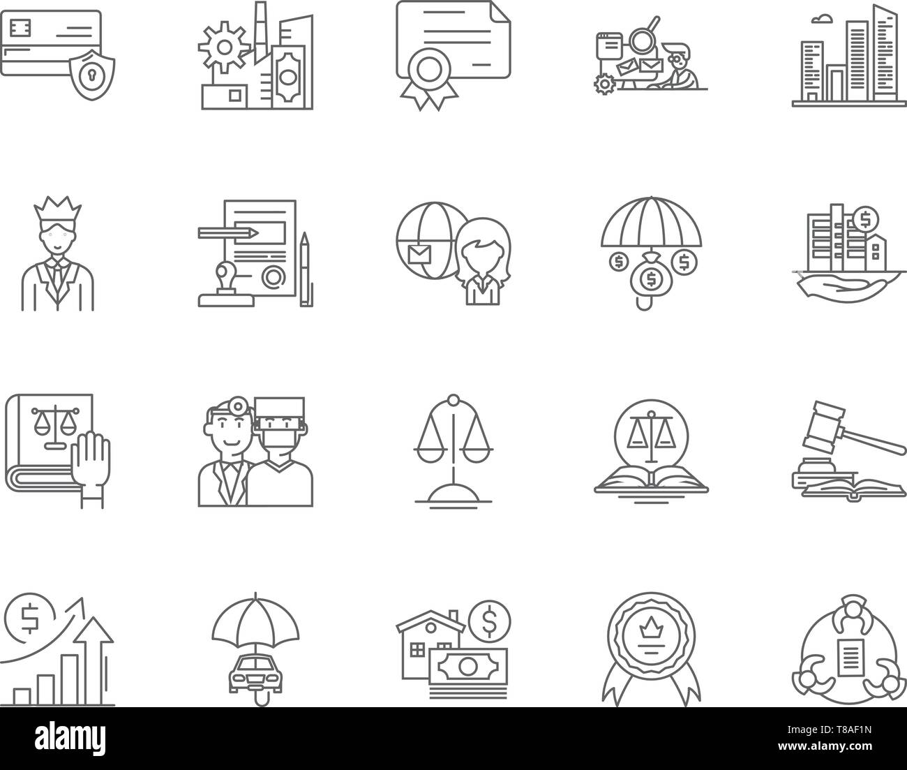 Corporate insurance line icons, signs, vector set, outline illustration ...