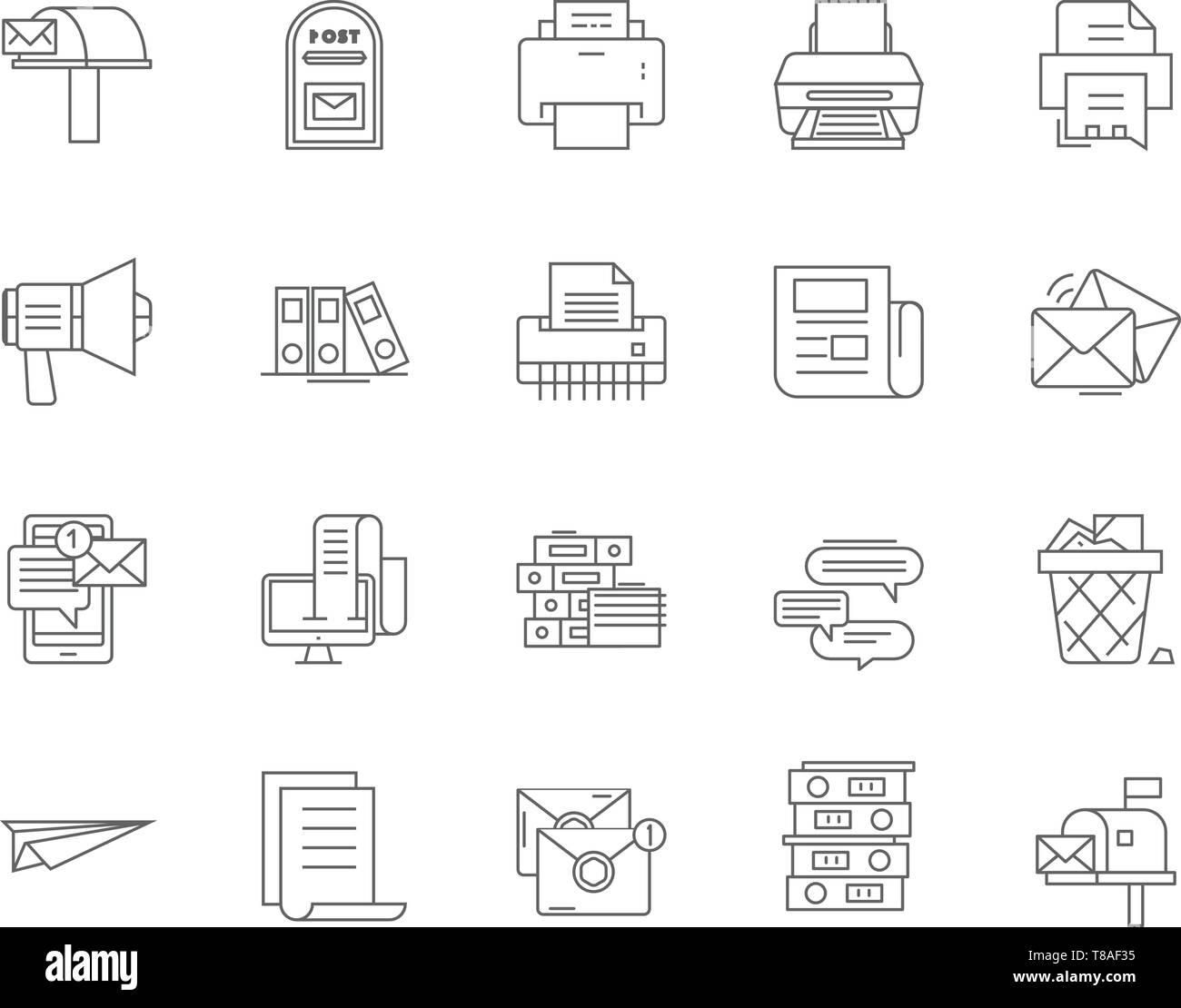 Correspondence line icons, signs, vector set, outline illustration ...