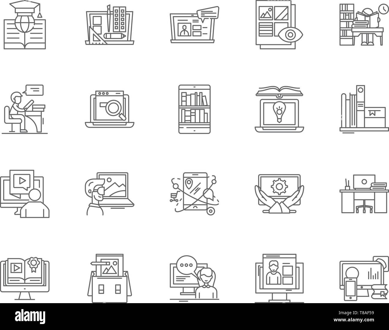 Course line icons, signs, vector set, outline illustration concept ...