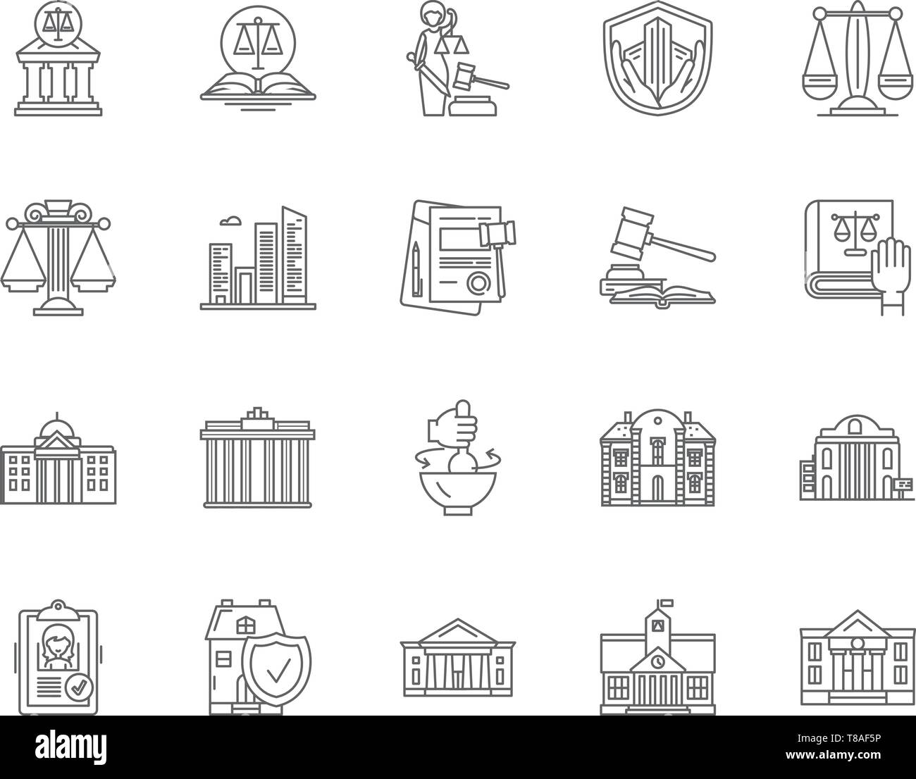 Courthouse line icons, signs, vector set, outline illustration concept ...