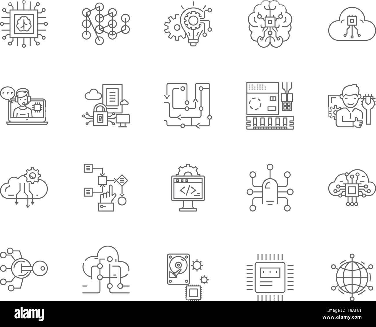 Cpu line icons, signs, vector set, outline illustration concept Stock ...
