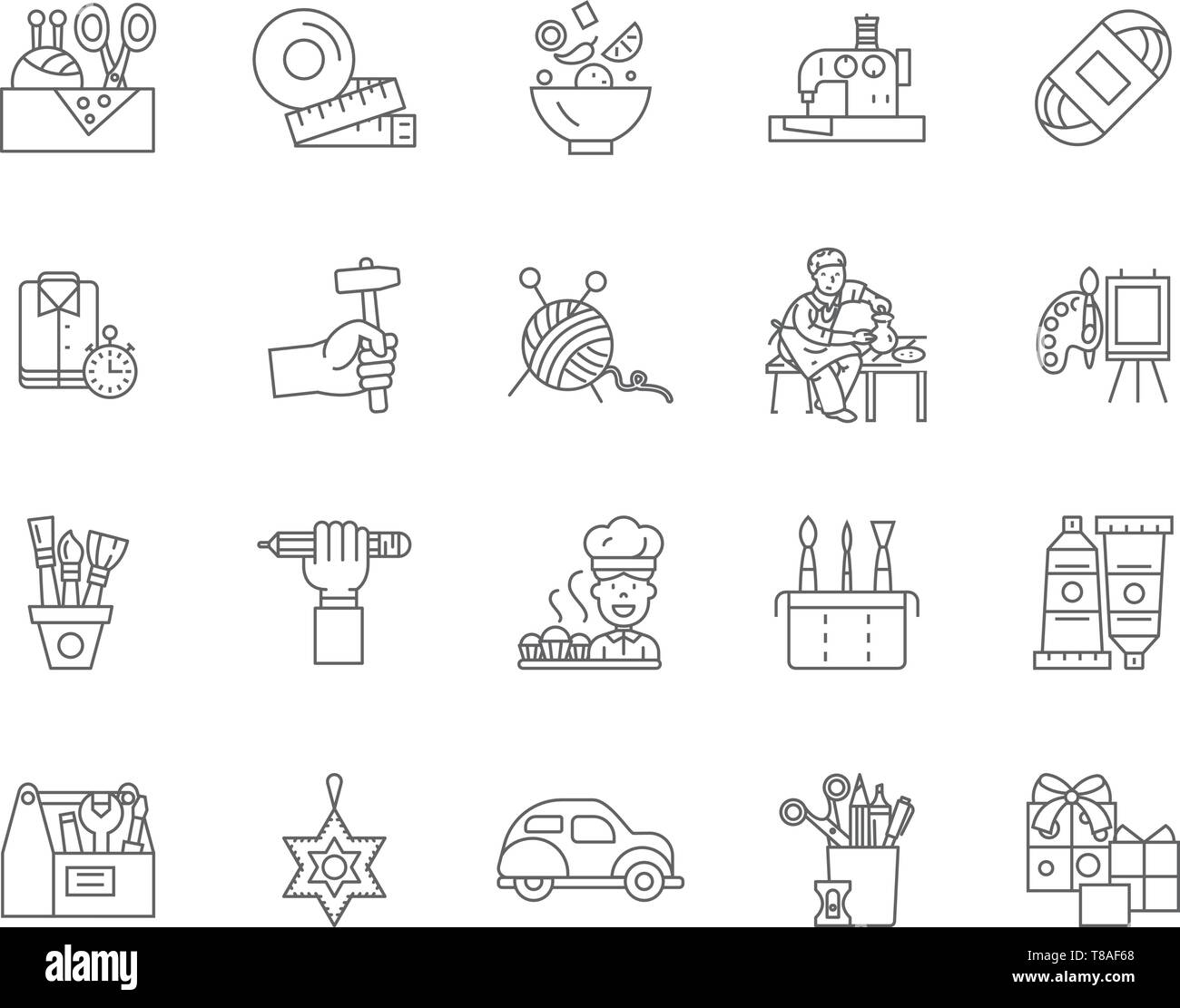 Craft classes line icons, signs, vector set, outline illustration ...