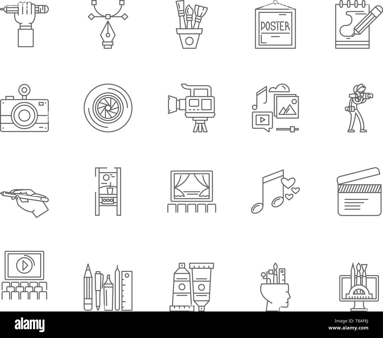 Creative arts line icons, signs, vector set, outline illustration ...