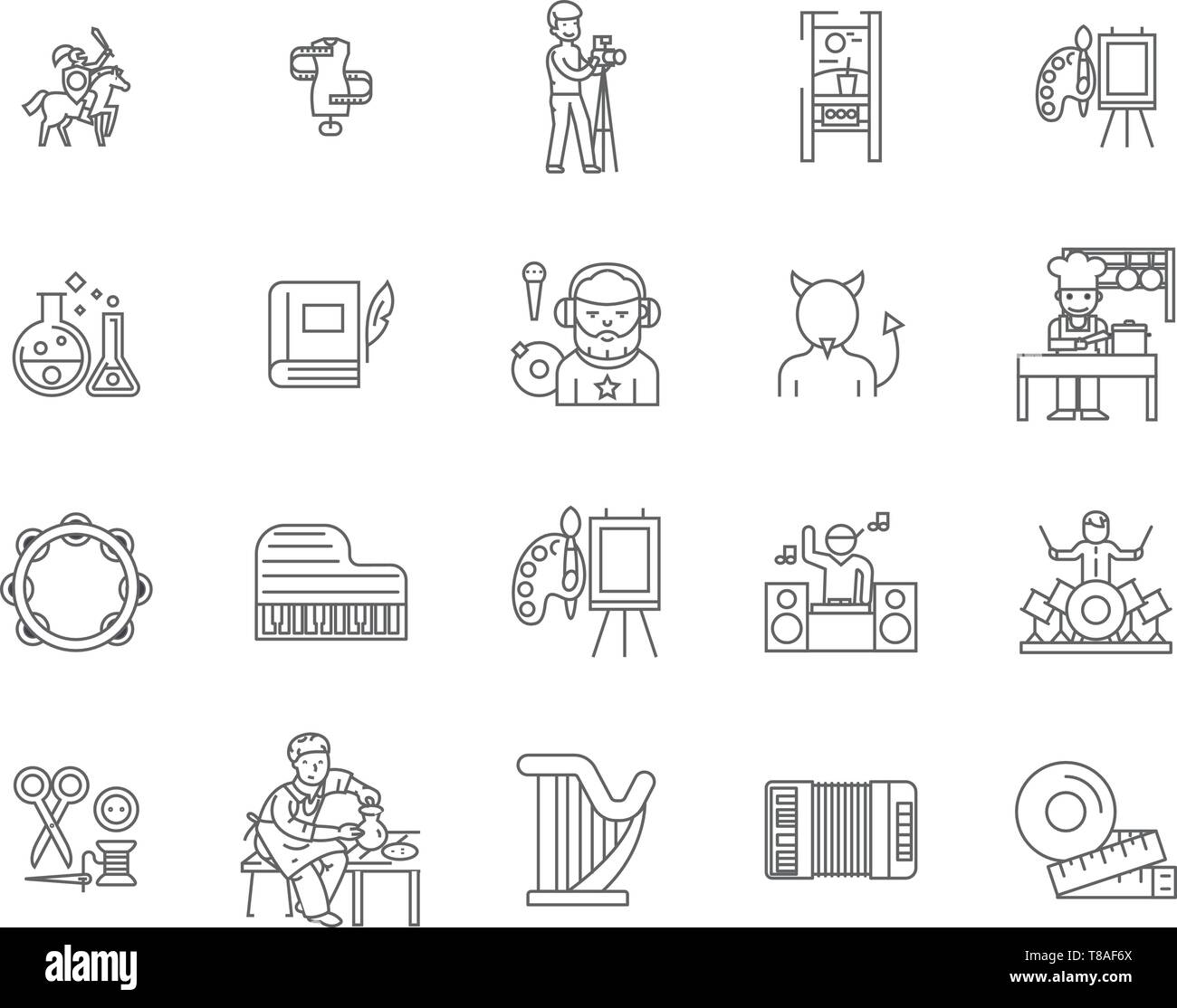 Creative people line icons, signs, vector set, outline illustration ...