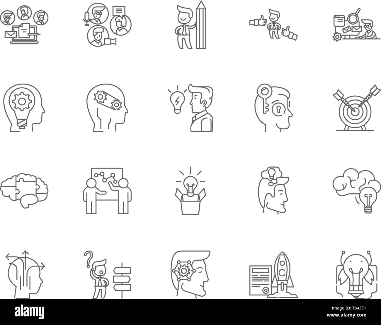 Creative thinking line icons, signs, vector set, outline illustration ...