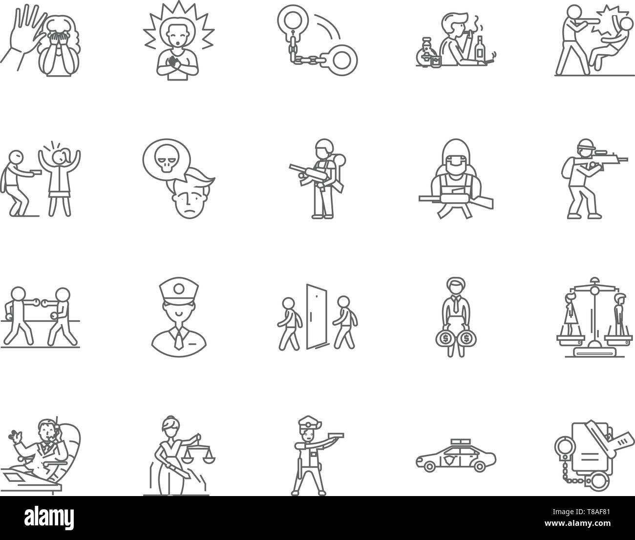Crime line icons, signs, vector set, outline illustration concept Stock ...