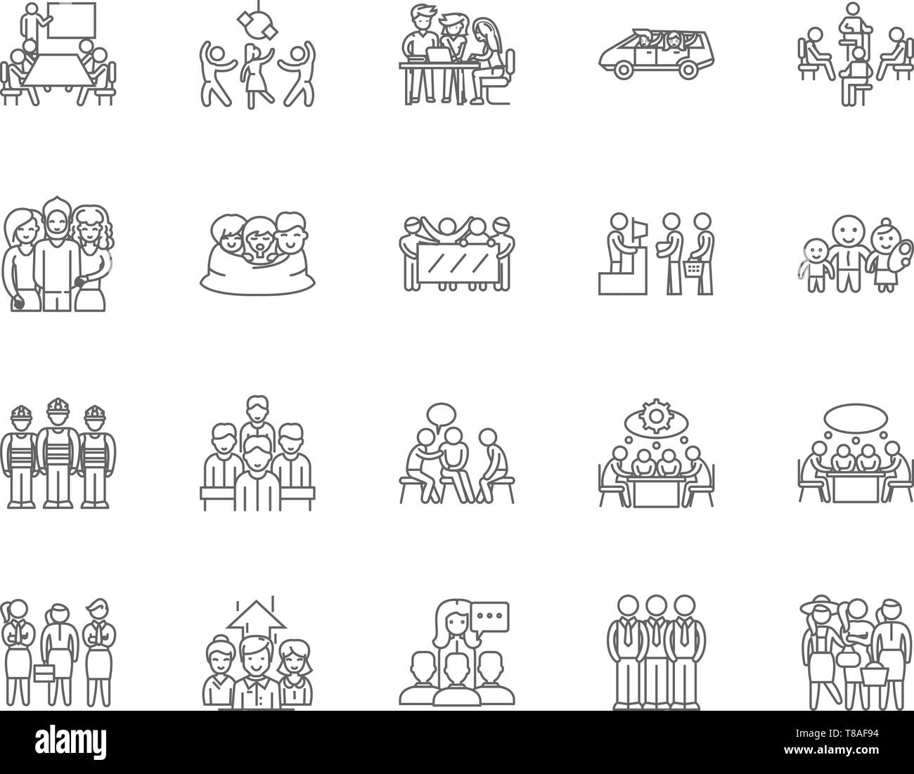 Crowd line icons, signs, vector set, outline illustration concept Stock ...
