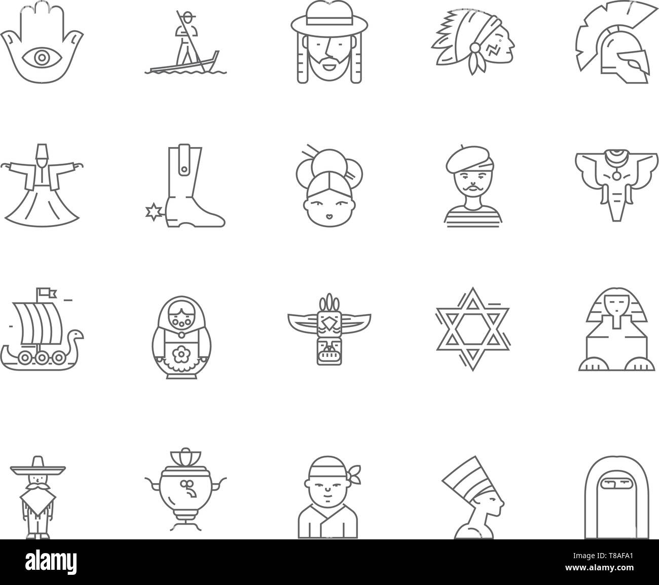 Cultural diversity line icons, signs, vector set, outline illustration ...