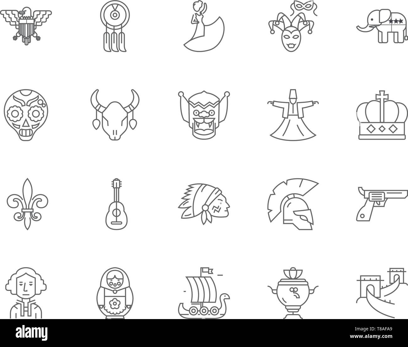 Culture line icons, signs, vector set, outline illustration concept ...