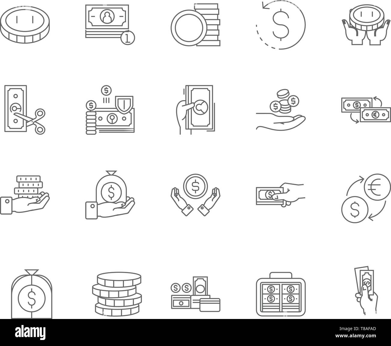 Currency line icons, signs, vector set, outline illustration concept ...
