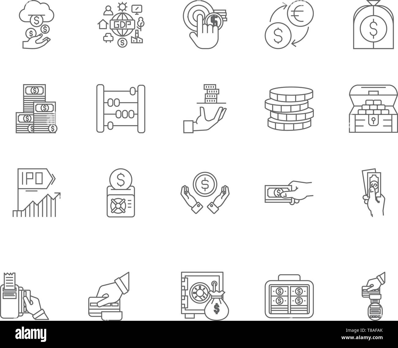 Currency exchange line icons, signs, vector set, outline illustration ...