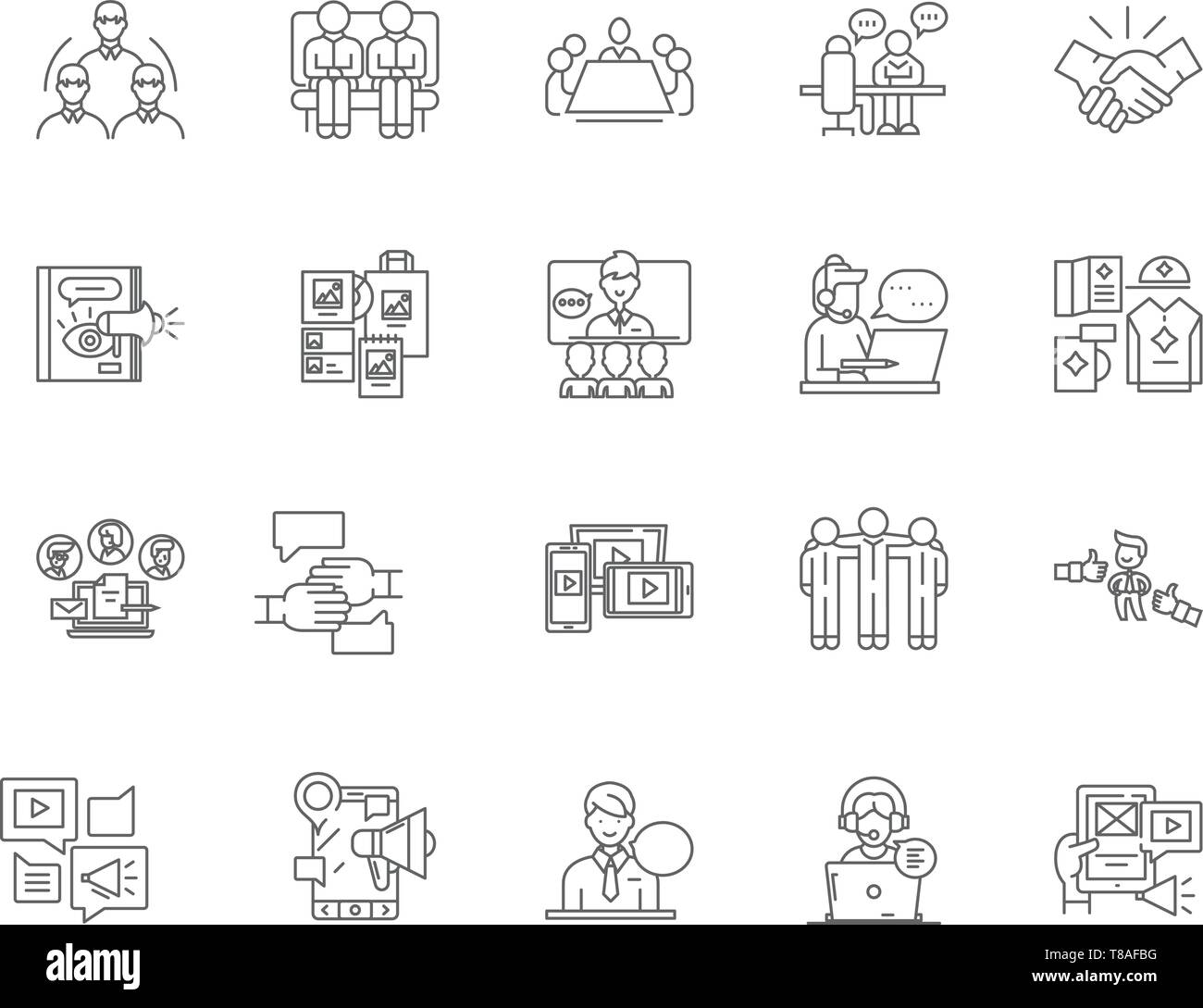 Customer relationship management line icons, signs, vector set, outline ...