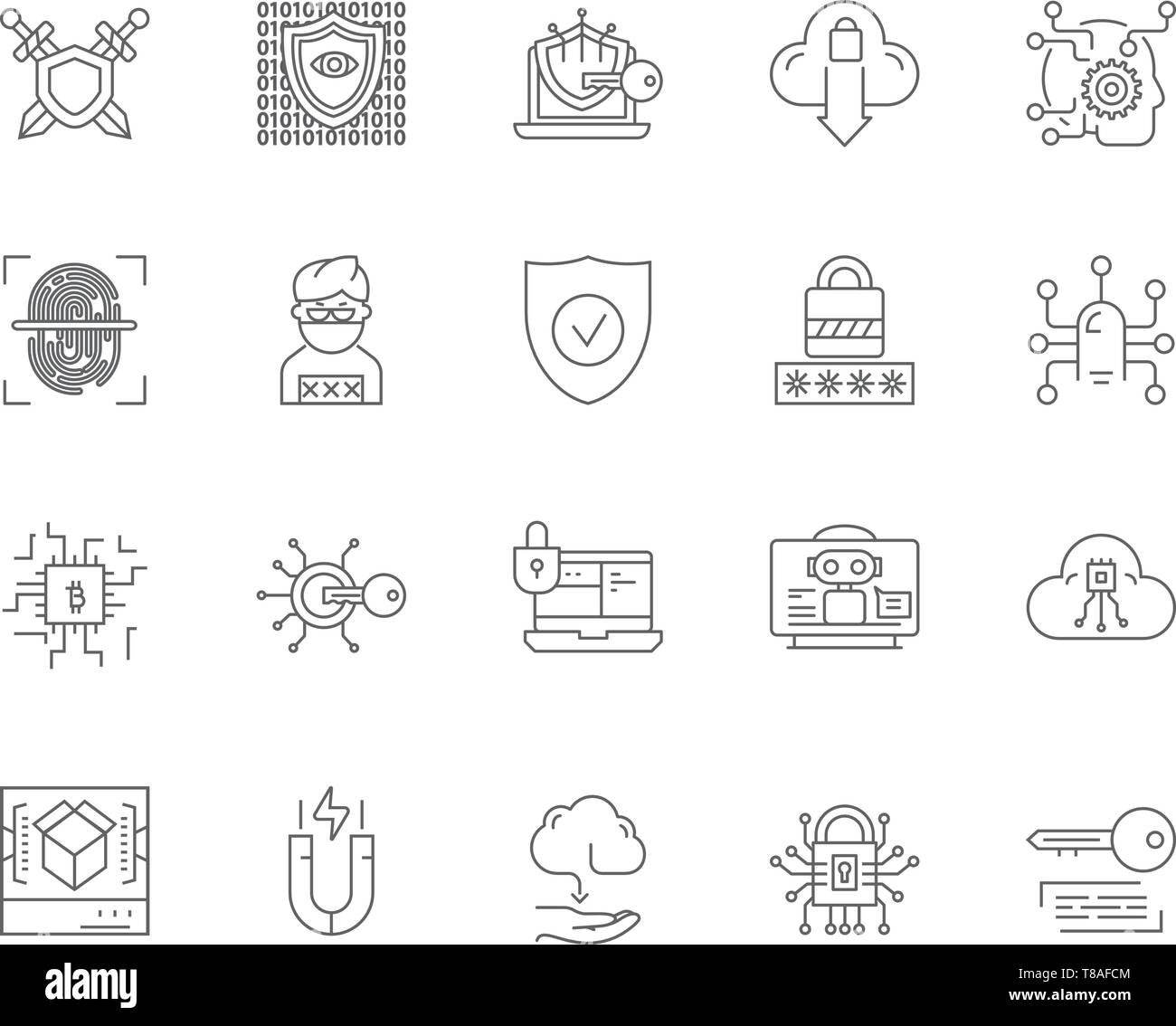 Cyber security line icons, signs, vector set, outline illustration concept Stock Vector Image ...