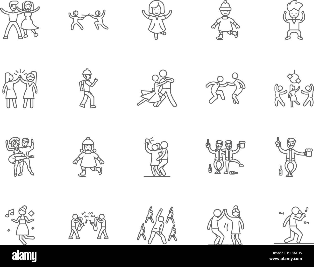 Dance schools line icons, signs, vector set, outline illustration ...